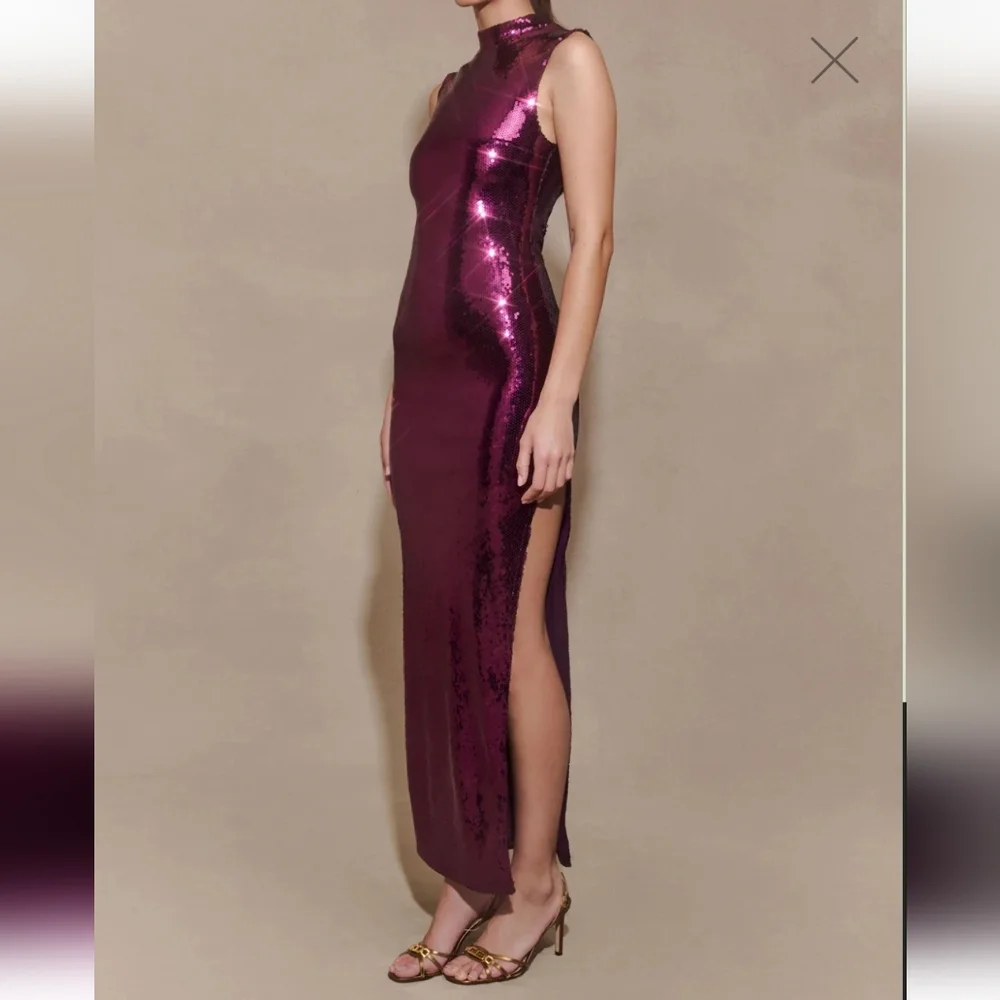 Meshki | Dresses | Meshki Veronica Sequin Midi Dress In Plum | Poshmark